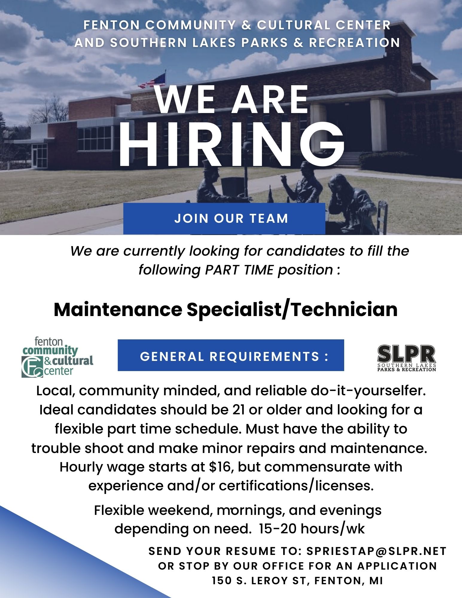 We Are Hiring Southern Lakes Parks Recreation We Are Hiring Southern Lakes Parks Recreation