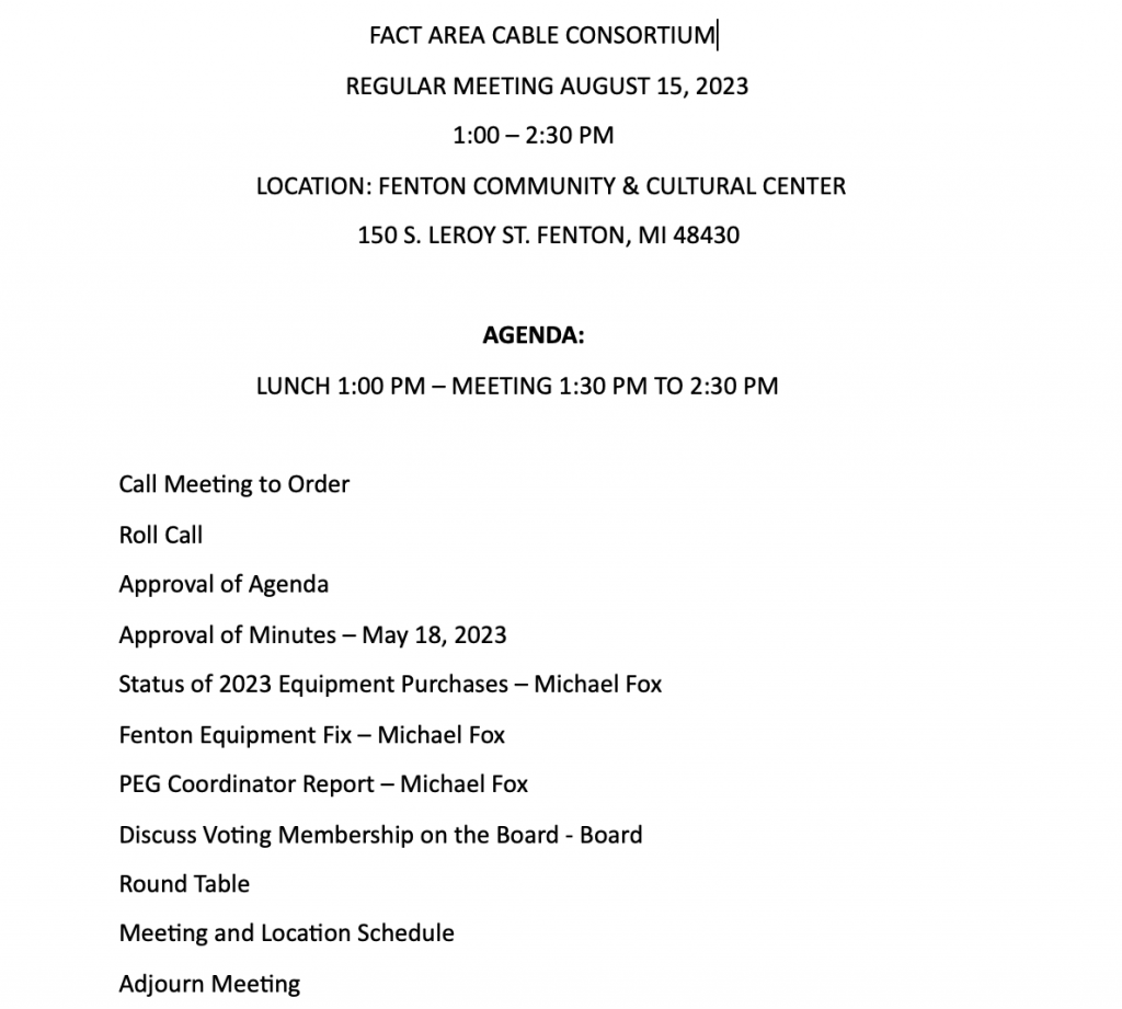 FACT Consortium Meeting: August 15th, 2023 - Southern Lakes Parks ...